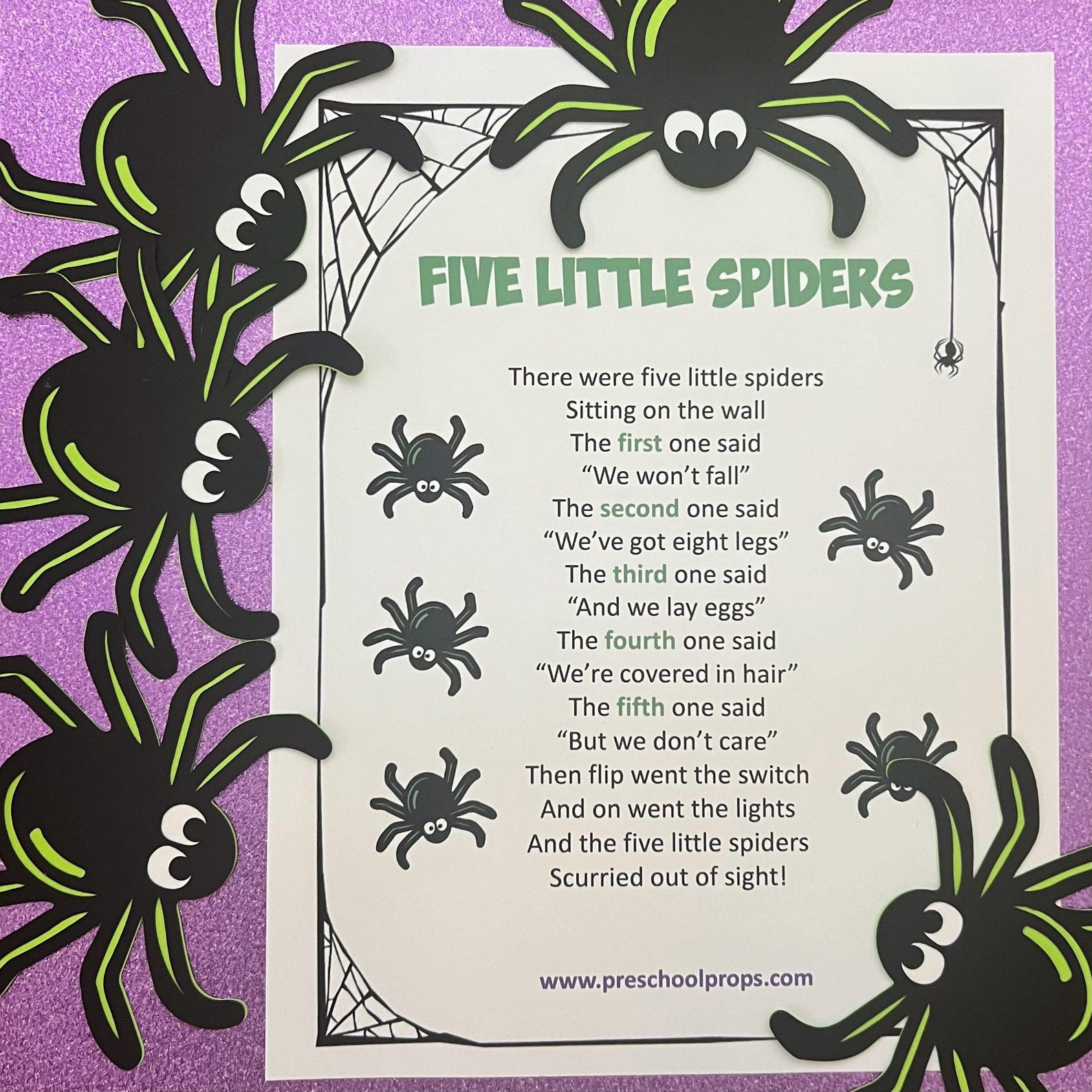 Five Little Spiders Felt / Flannel Board / Puppet Set for Literacy and ...