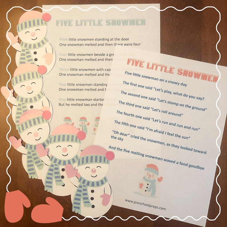 Five Frosty Snowmen Felt / Flannel Board / Puppet Set for Literacy and ...