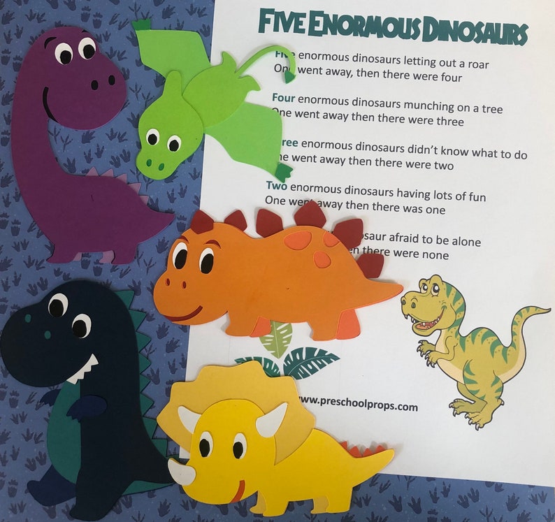 Five Enormous Dinosaurs Felt / Flannel Board / Puppet Set for Literacy ...