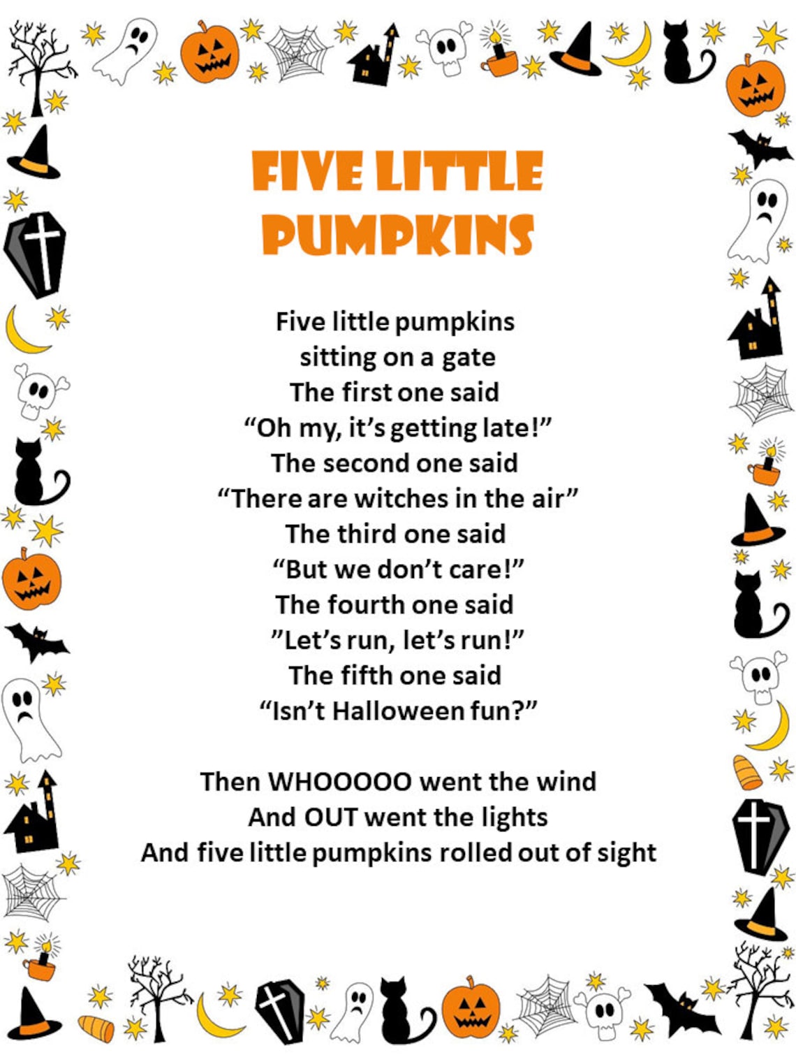 Five Little Pumpkins Felt / Flannel Board / Puppet Set for Literacy and ...