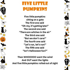 Five Little Pumpkins Felt / Flannel Board / Puppet Set for Literacy and ...