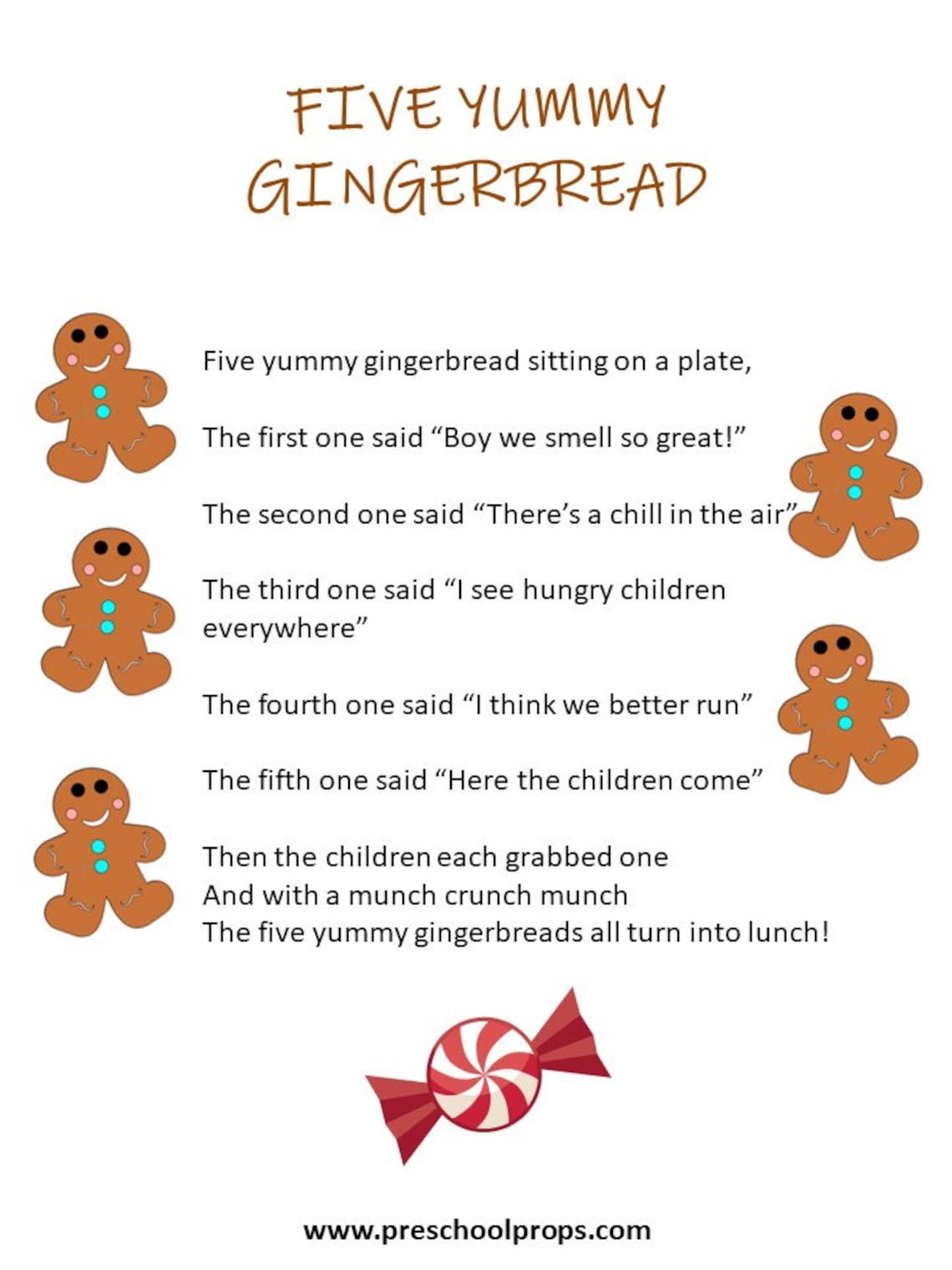 Five Little Gingerbread Men Felt / Flannel Board / Puppet Set for ...