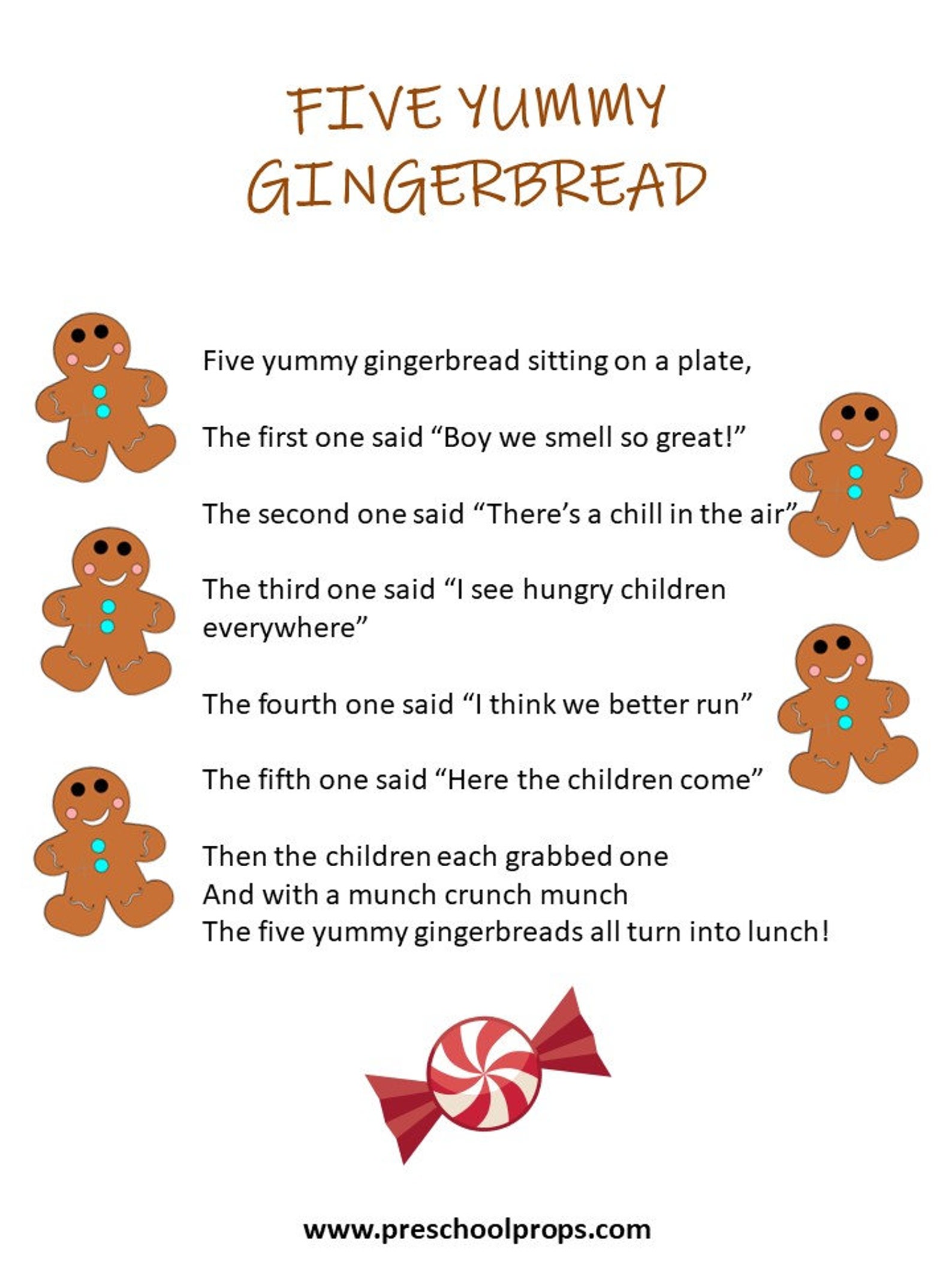 Five Little Gingerbread Men Felt / Flannel Board / Puppet Set for ...