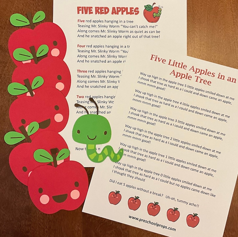 Five Red Apples Puppet / Felt Board Set for Literacy and Speech Therapy ...