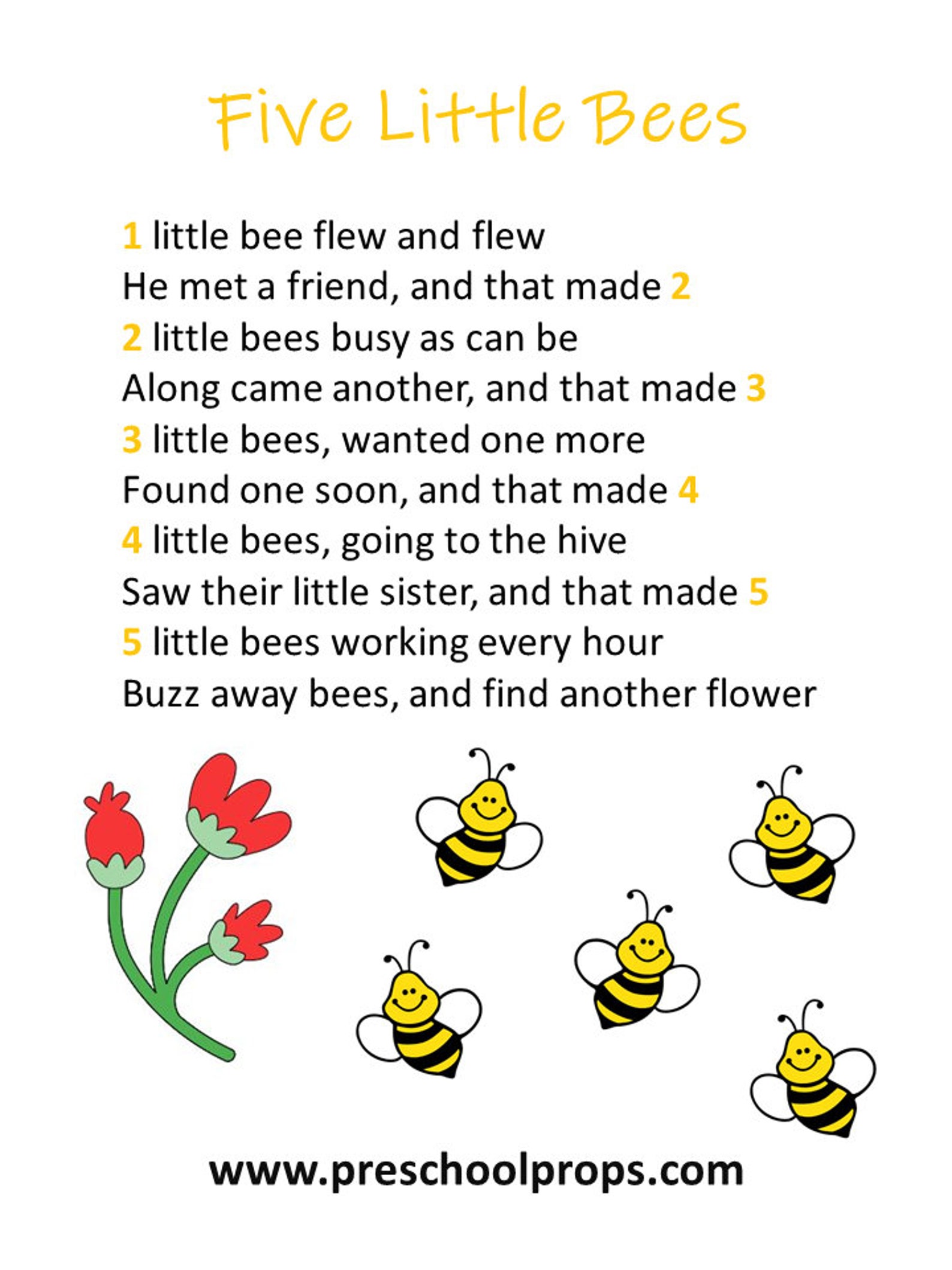 Five Busy Honey Bees Felt / Flannel Board / Puppet Set for Literacy and ...