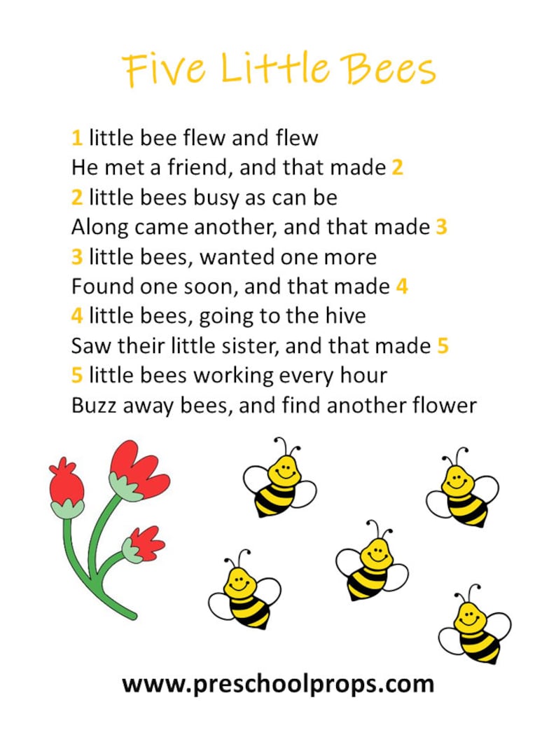 Five Busy Honey Bees Felt / Flannel Board / Puppet Set for Literacy and ...