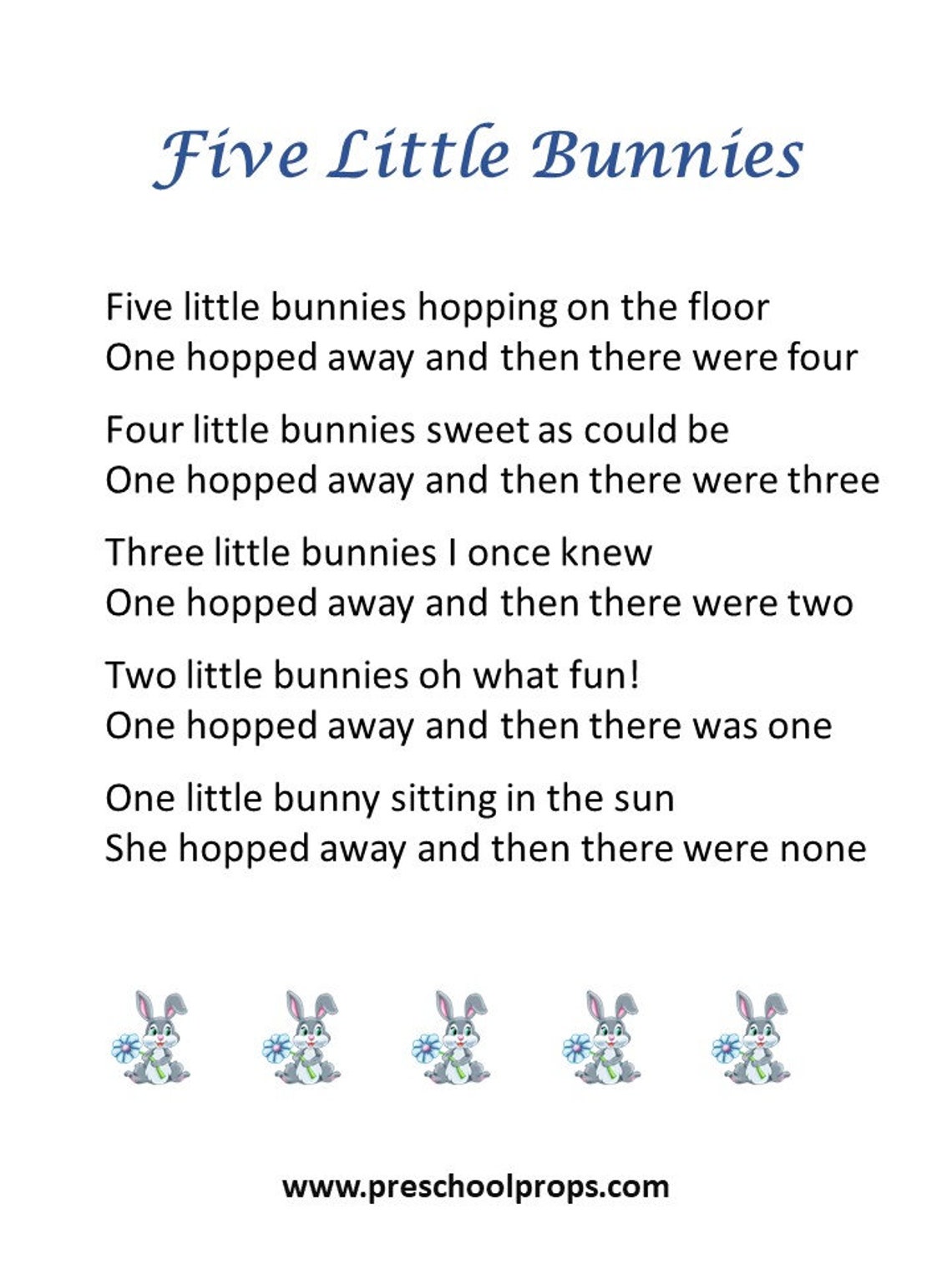 Five Little Bunnies Felt / Flannel Board / Puppet Set for Literacy and ...