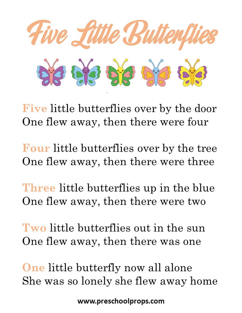 Five Little Butterflies Felt / Flannel Board / Puppet Set for Literacy ...