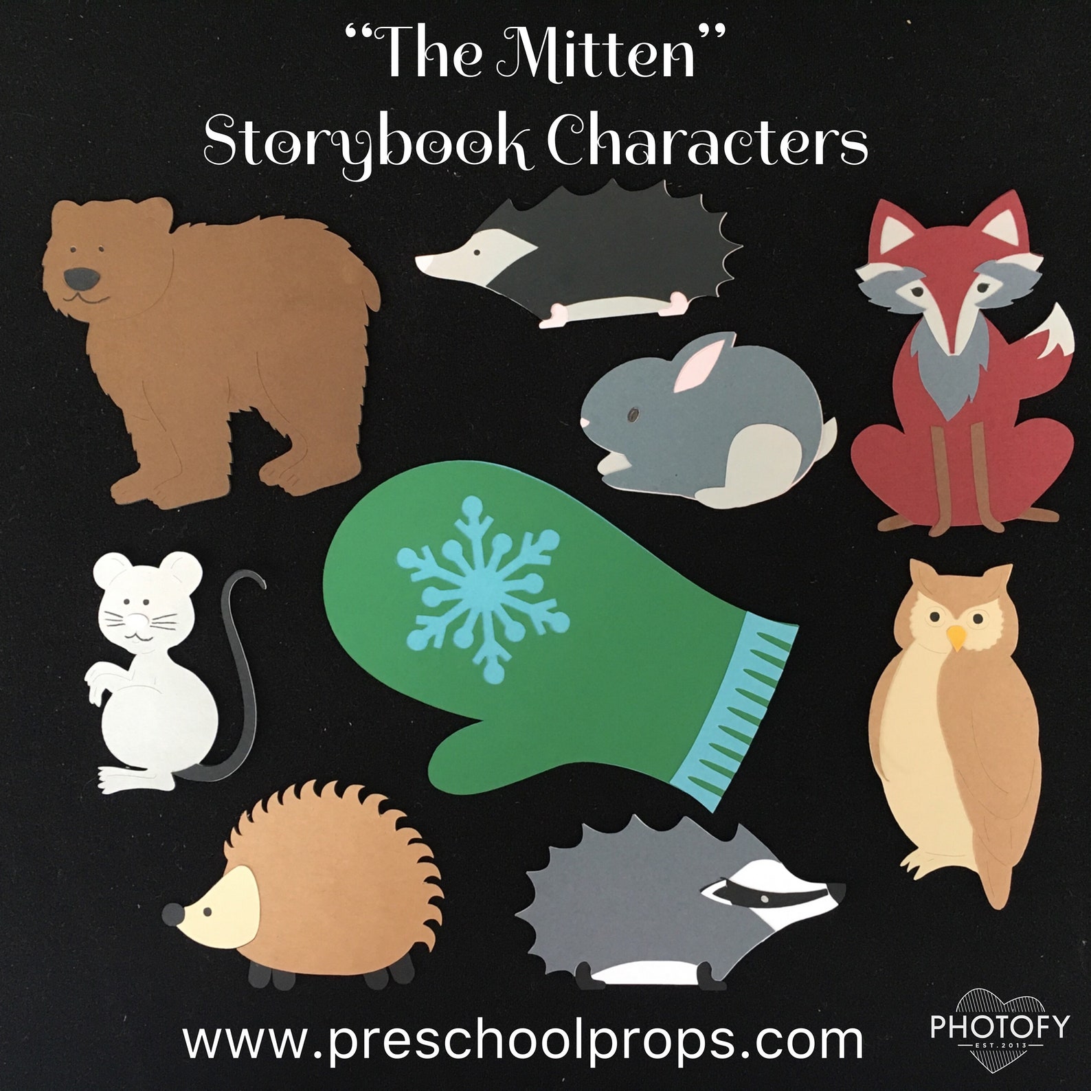 The Mitten Storybook Character Props Felt / Flannel Board / Puppet Set ...