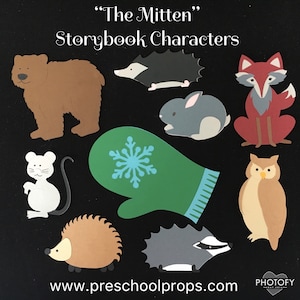 The Mitten Storybook Character Props Felt / Flannel Board / Puppet Set ...