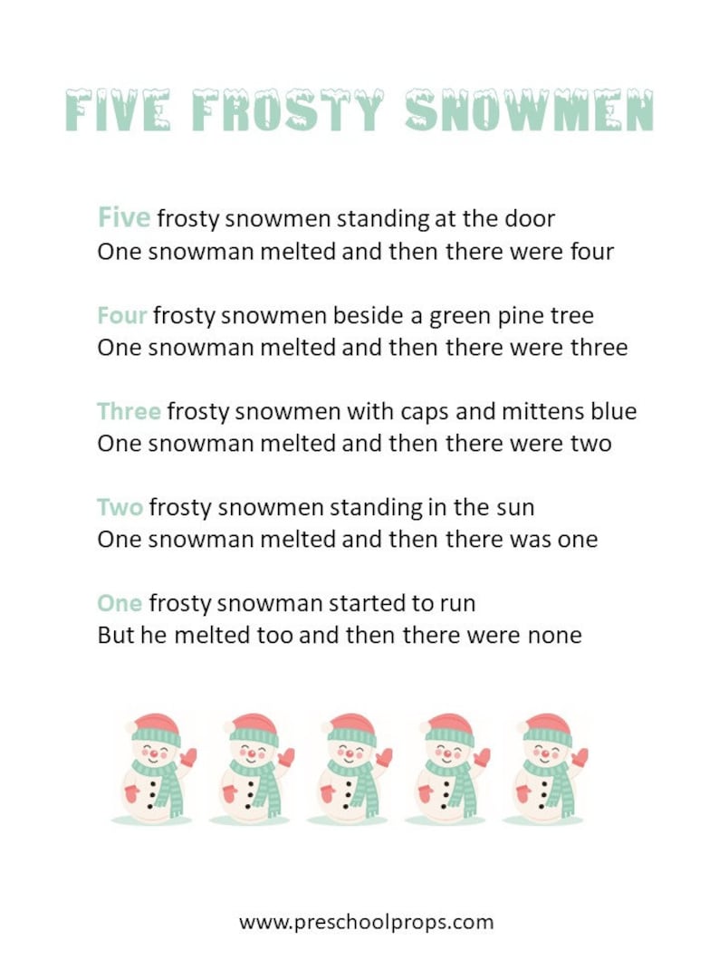 Five Frosty Snowmen Felt / Flannel Board / Puppet Set for Literacy and ...