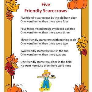 Five Friendly Scarecrows Felt / Flannel Board / Puppet Set for Literacy ...