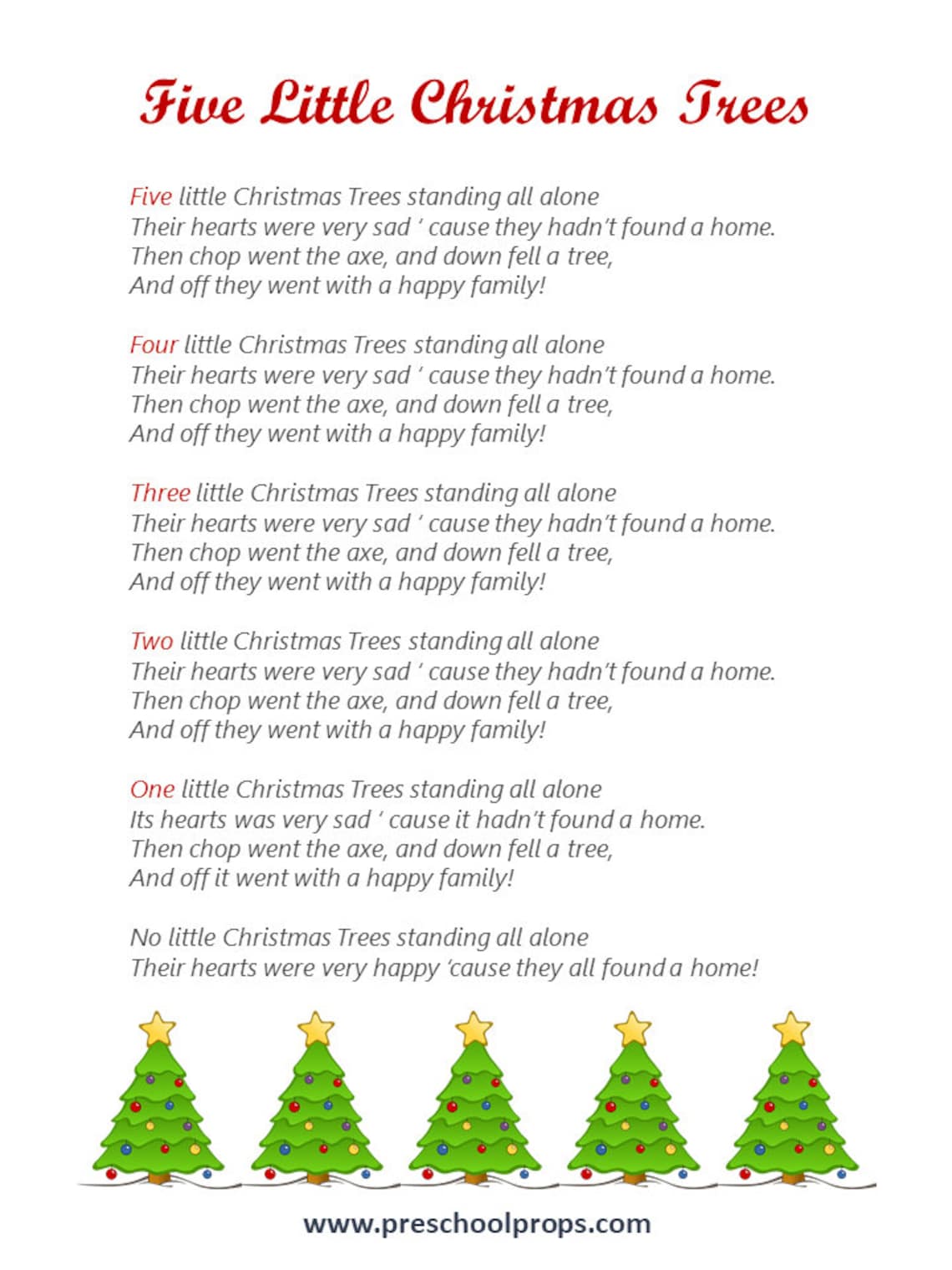 Five Little Christmas Trees Felt / Flannel Board / Puppet Set for ...