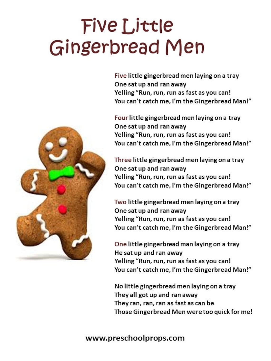 Five Little Gingerbread Men Felt / Flannel Board / Puppet Set for ...