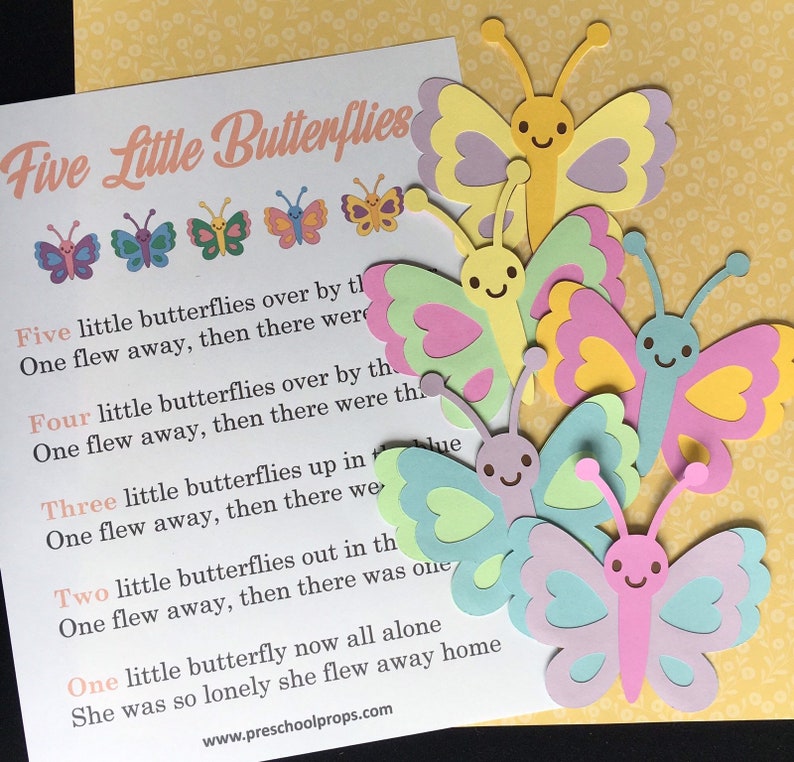 Five Little Butterflies Felt / Flannel Board / Puppet Set for Literacy ...