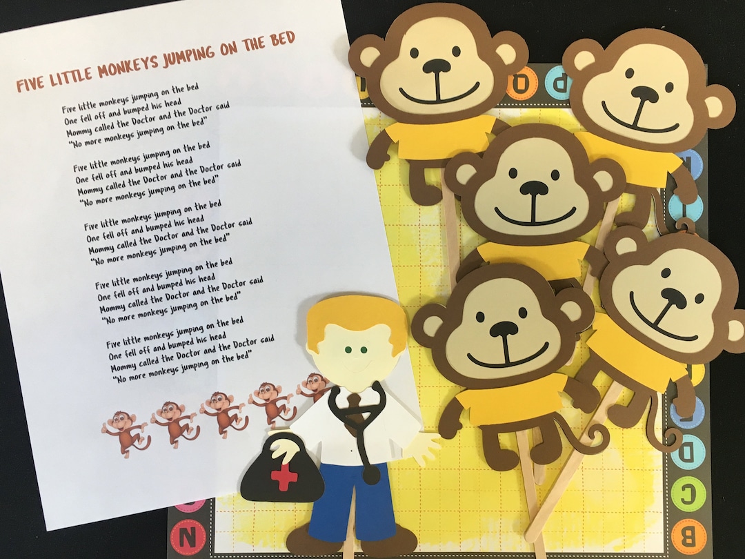 Five Little Monkeys Felt / Flannel Board / Puppet Set for Literacy and ...