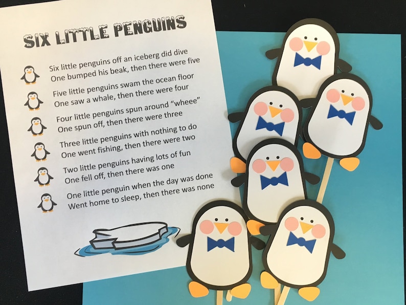 Six Little Penguins Felt / Flannel Board / Puppet Set for Literacy and ...