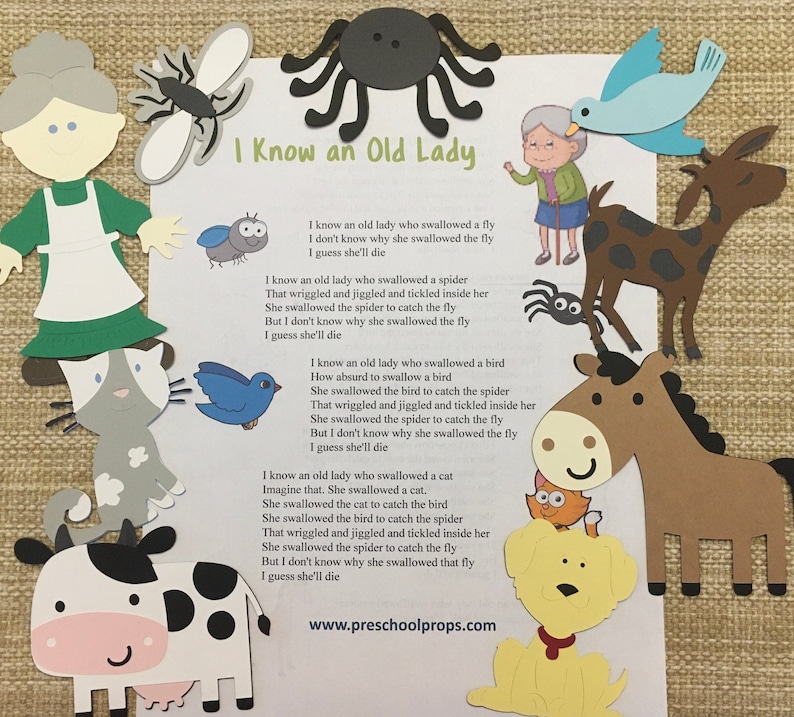 There Was an Old Lady Felt / Flannel Board / Puppet Set for Literacy ...