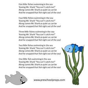 Five Little Fish Felt / Flannel Board / Puppet Set for Literacy and ...