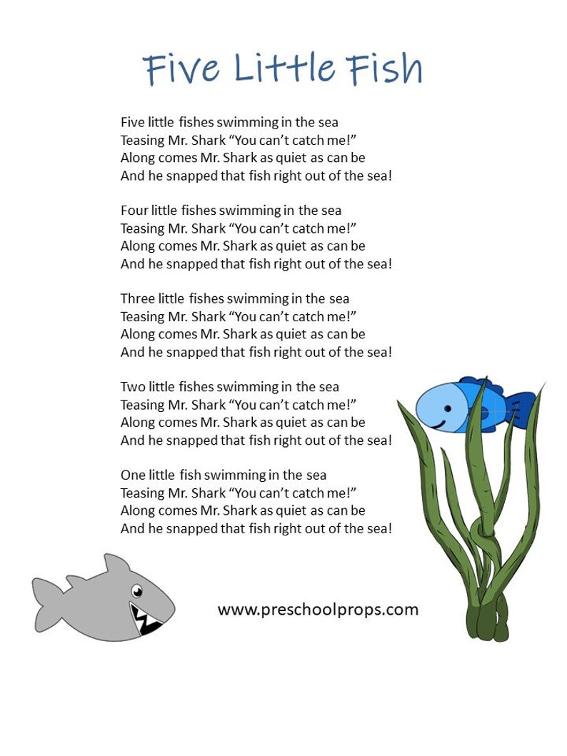 Five Little Fish Felt / Flannel Board / Puppet Set for Literacy and ...