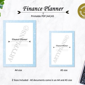 FINANCE PLANNER, Budget Planner and Tracker, Printable, PDF Format, 6 ...
