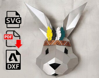 3d Rabbit Paper Template | Etsy