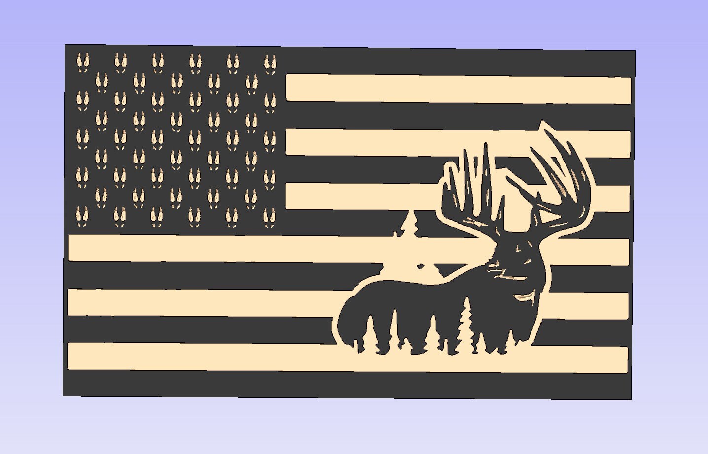 Buck Mountain US Flag Deer Logo Vcarve Svg File for CNC Laser Engraving ...