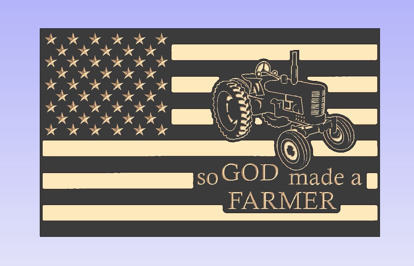 God Made a Farmer Tractor US Flag Logo Vcarve Svg File for CNC Laser ...