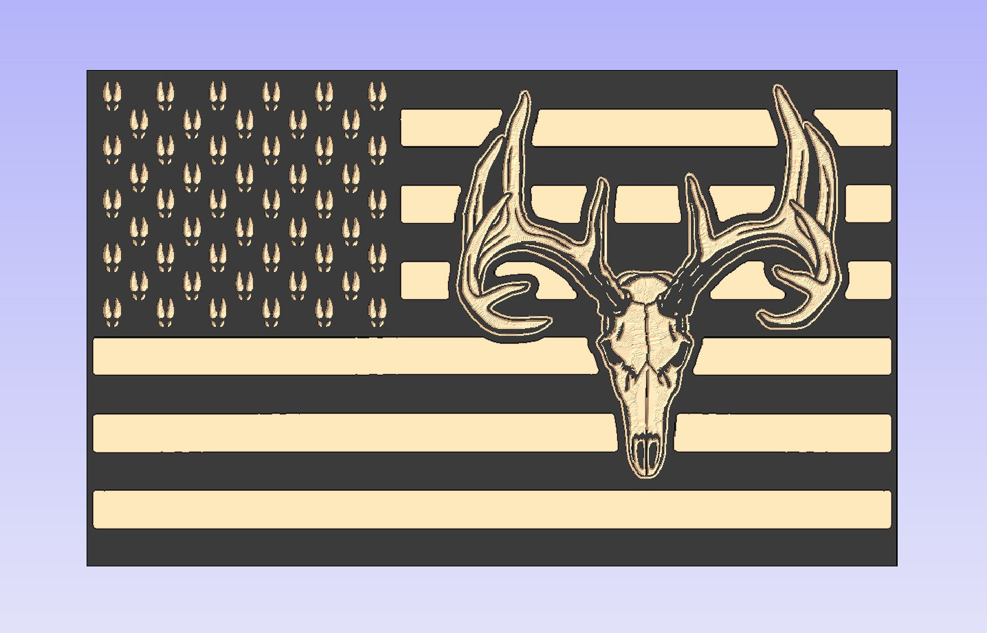 Buck Skull US Flag Deer Logo Vcarve Svg File for CNC Laser Engraving ...