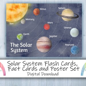 Solar System Set - Flash Cards - 3 Part Cards - Poster - Etsy