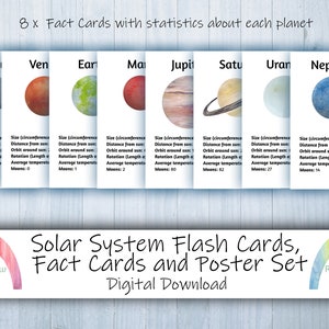 Solar System Set - Flash Cards - 3 Part Cards - Poster - Etsy