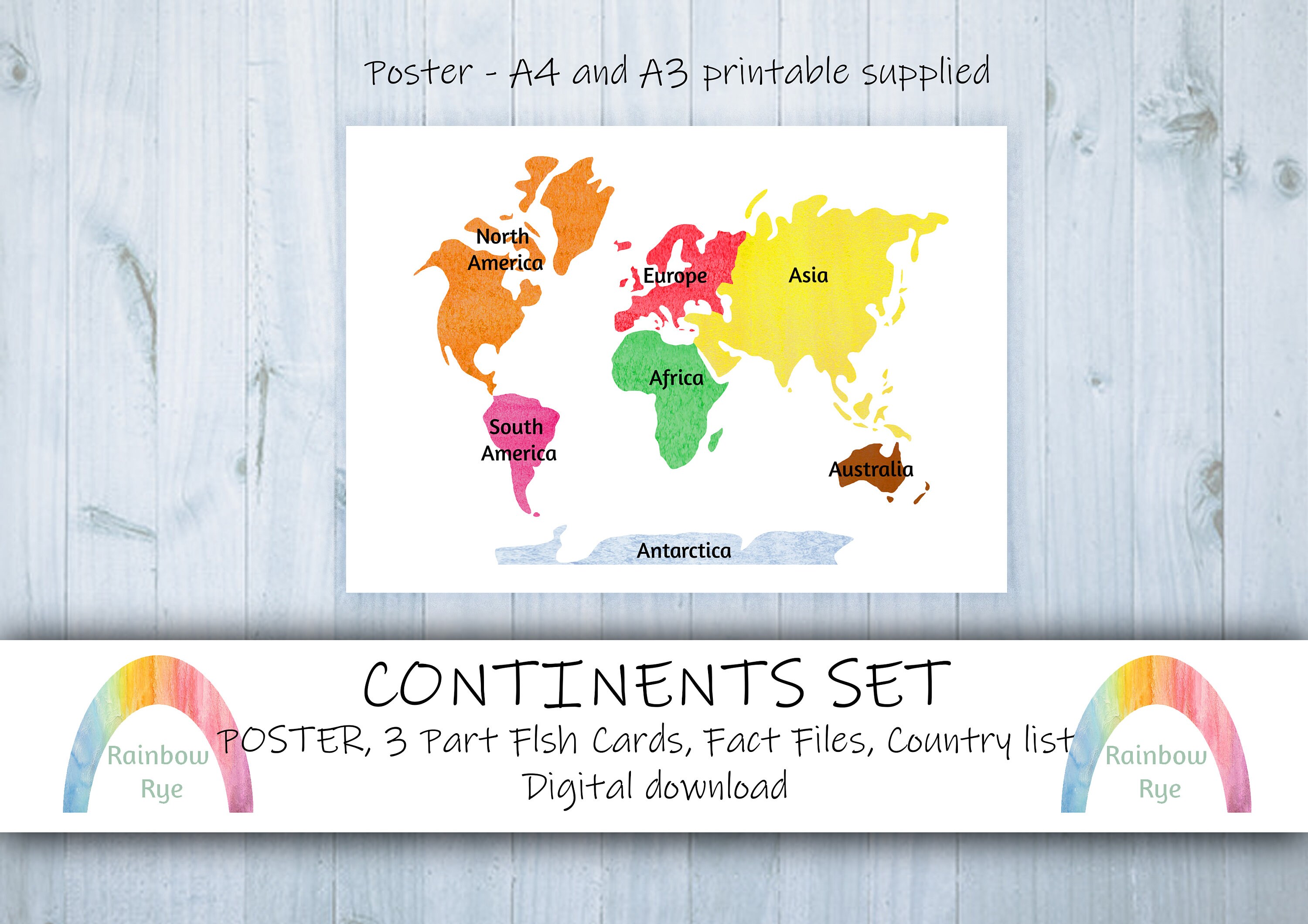 Continents Set Flash Cards Facts Files Country Lists 3 Part Cards ...