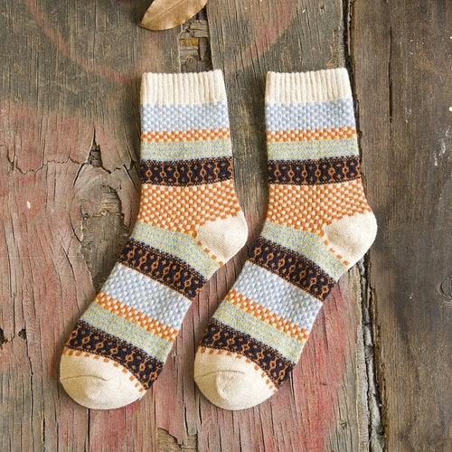 Fun Mens Dress Socks Knit Socks Knitted Socks Unisex Winter Etsy