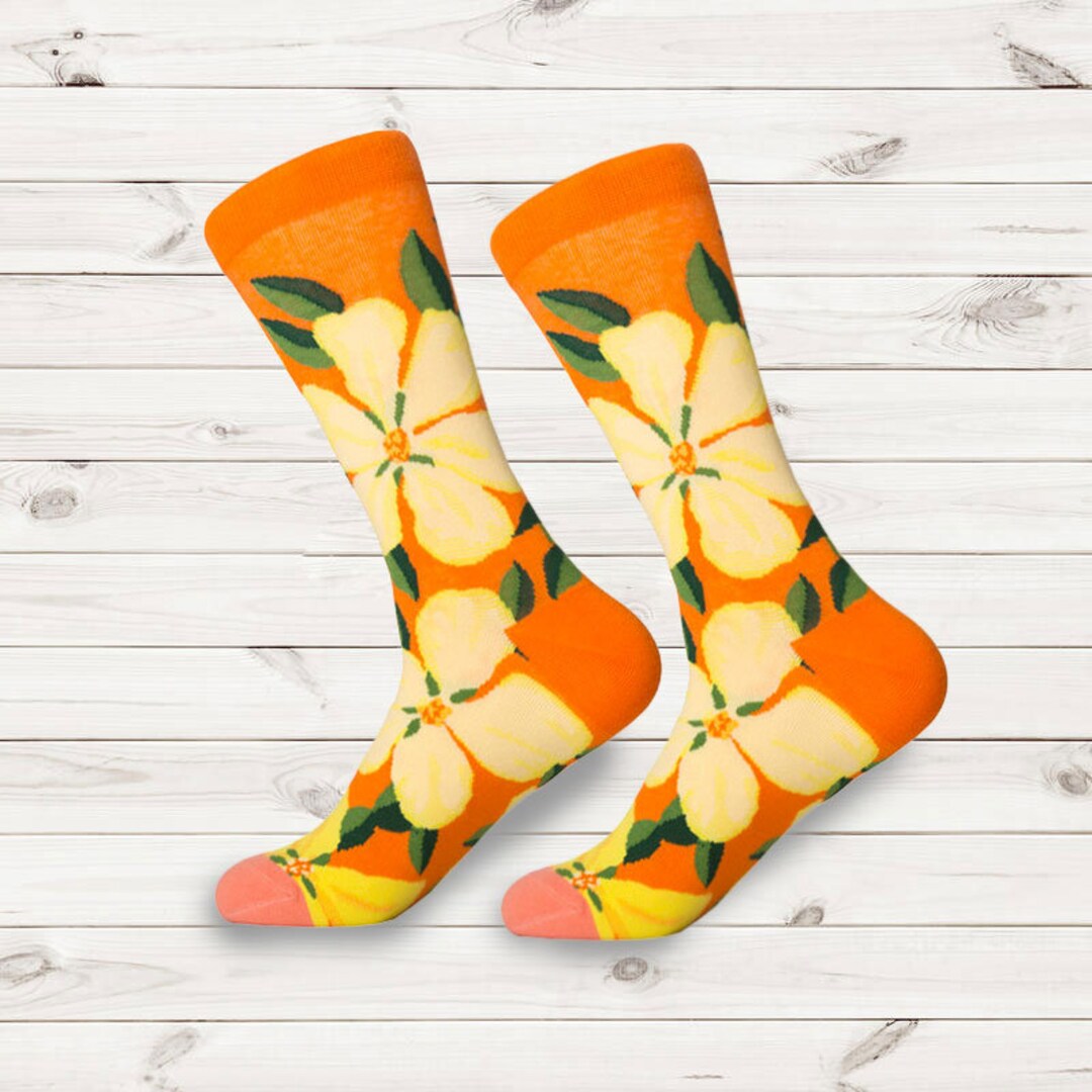 Lovely Flowers Socks Knitted Socks Floral Design Socks - Etsy