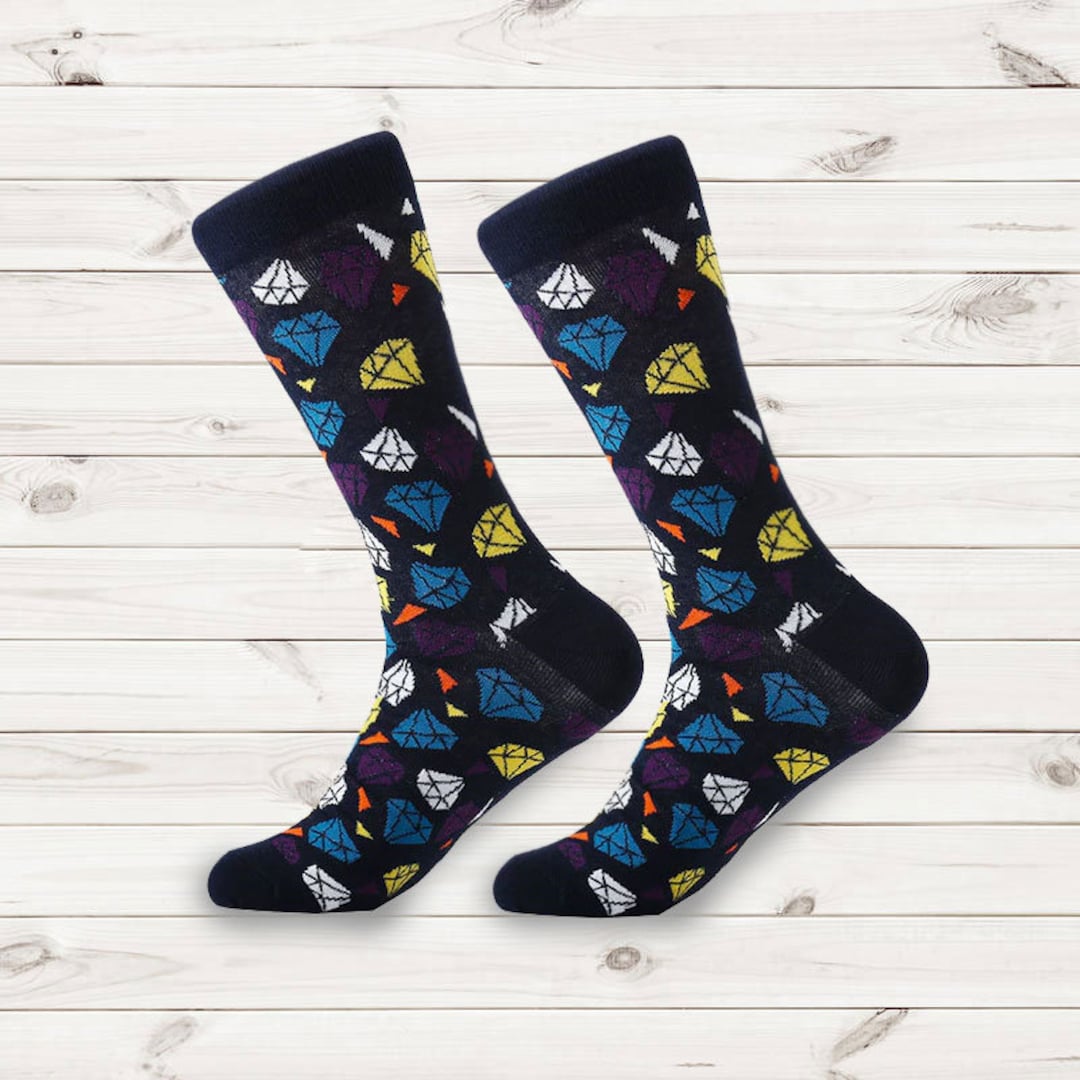 Mens Socks Fun Mens Dress Socks Diamond Men Socks Geometric Socks Wedding Socks Patterned