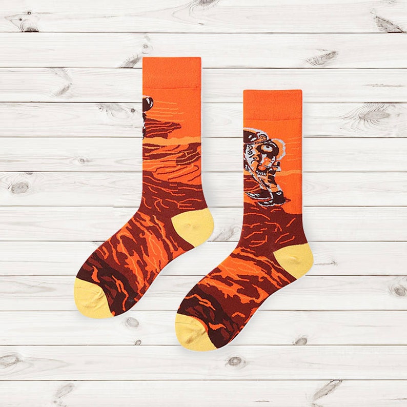 Mens Socks Fun Mens Dress Socks Spaceman In Mars Socks Etsy