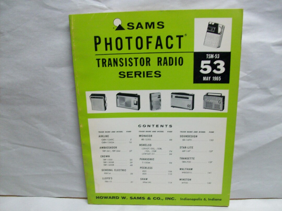 Sams Photofact TSM - 53 Transistor Radio Series Schematics Parts Lists ...