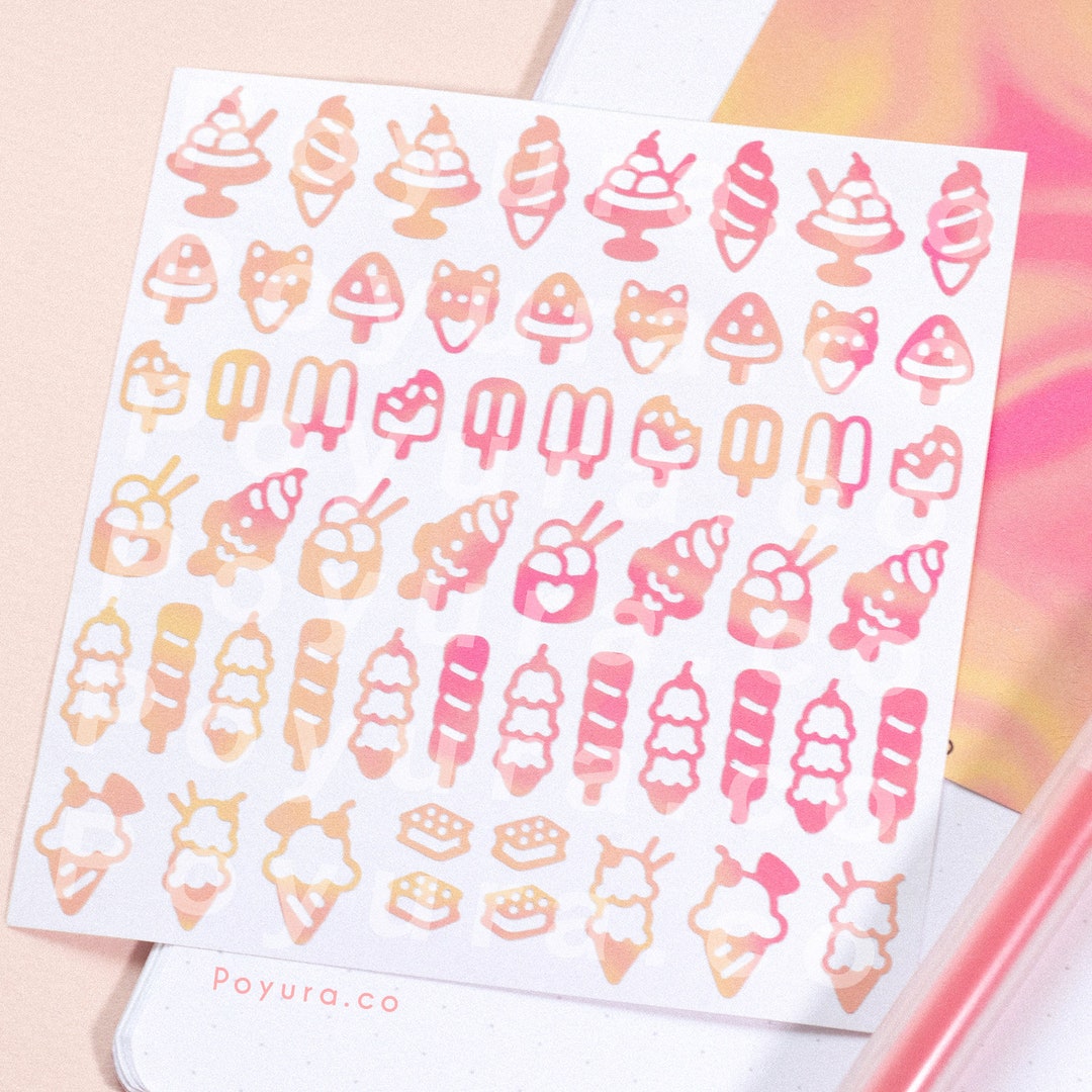 Ice Cream Deco Sticker Sheet Taiyaki Waffle Sundaes Ice Pop - Etsy