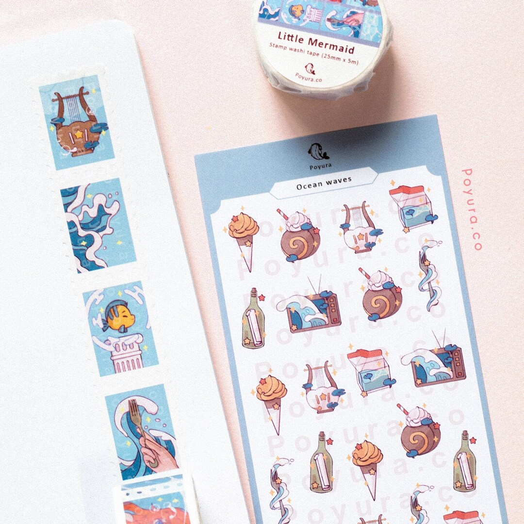 Ocean Stamp Sticker Washi Tape Water Beach Seashell Summer - Etsy