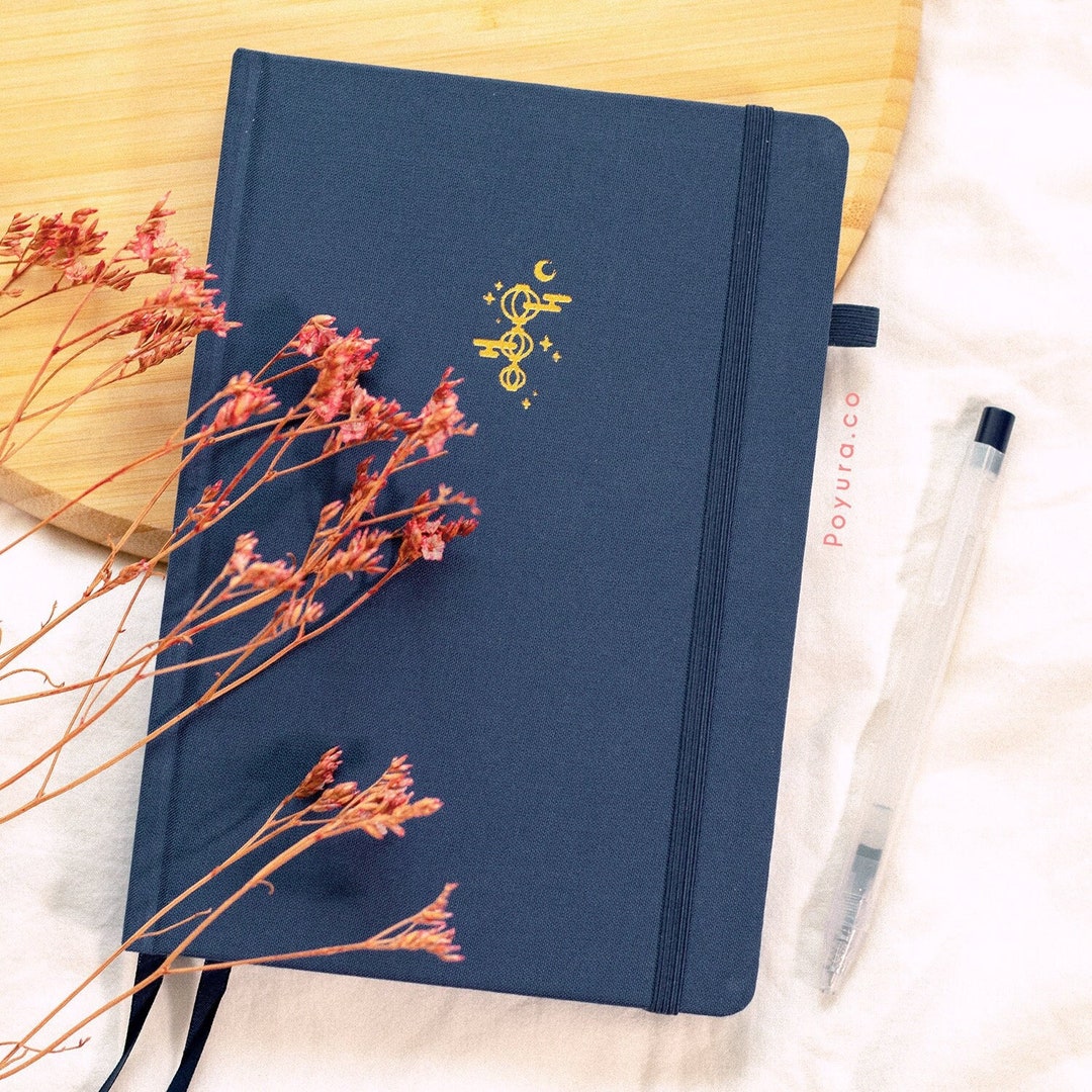 Navy Blue A5 Dot Grid Bullet Journal – Gold Foil Asian Lantern Cover ...