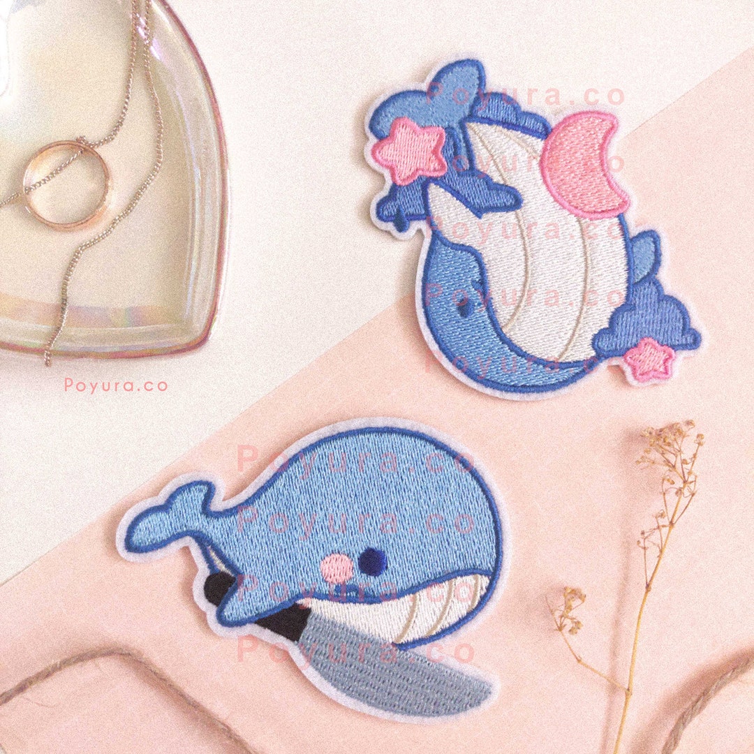 Whale Embroidery Patch - Cute Sea Animal Iron on Patch - Cloud Stabby ...