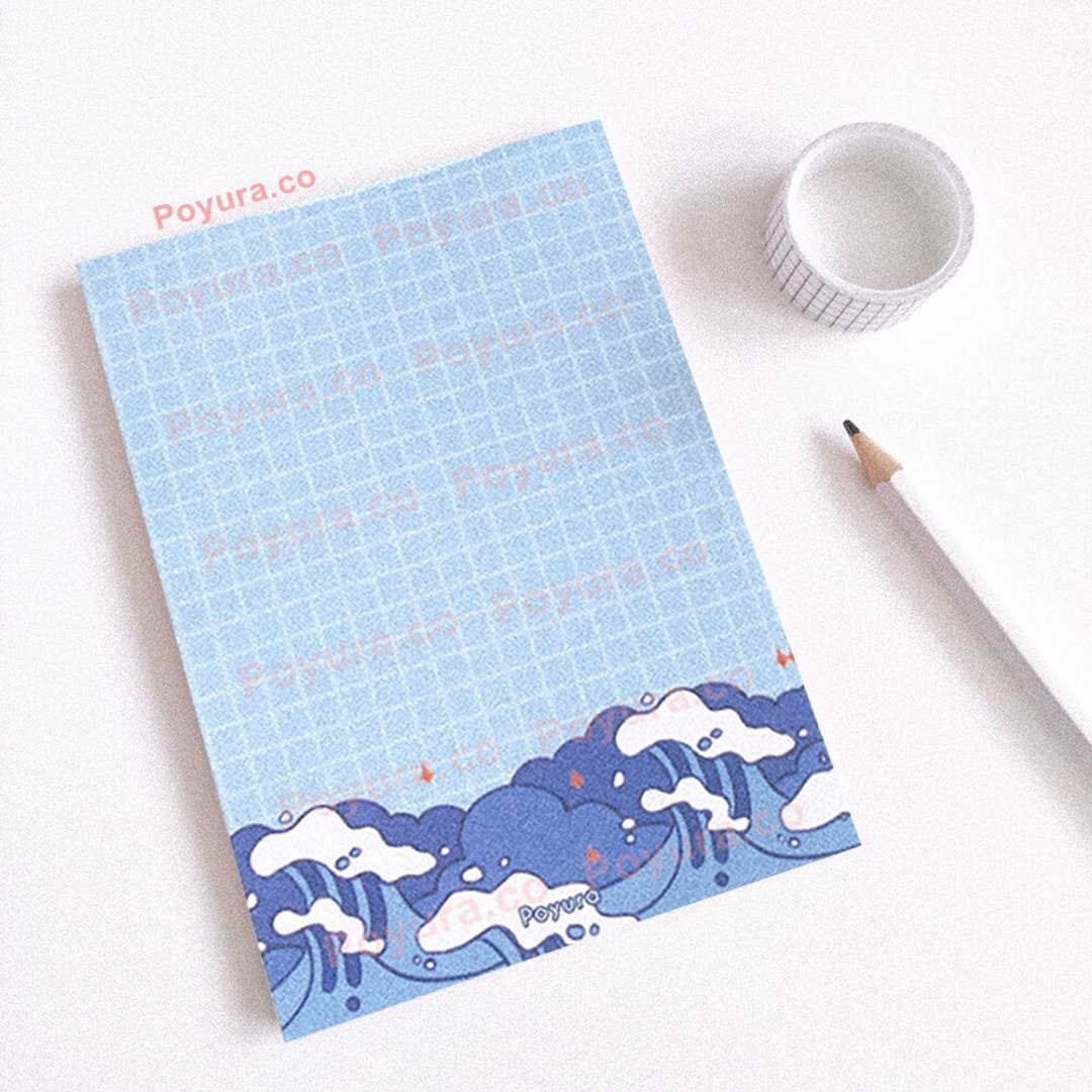 Great Wave off Kanagawa Memo Pad, Aesthetic Sea Ocean Notepad, Cute to ...