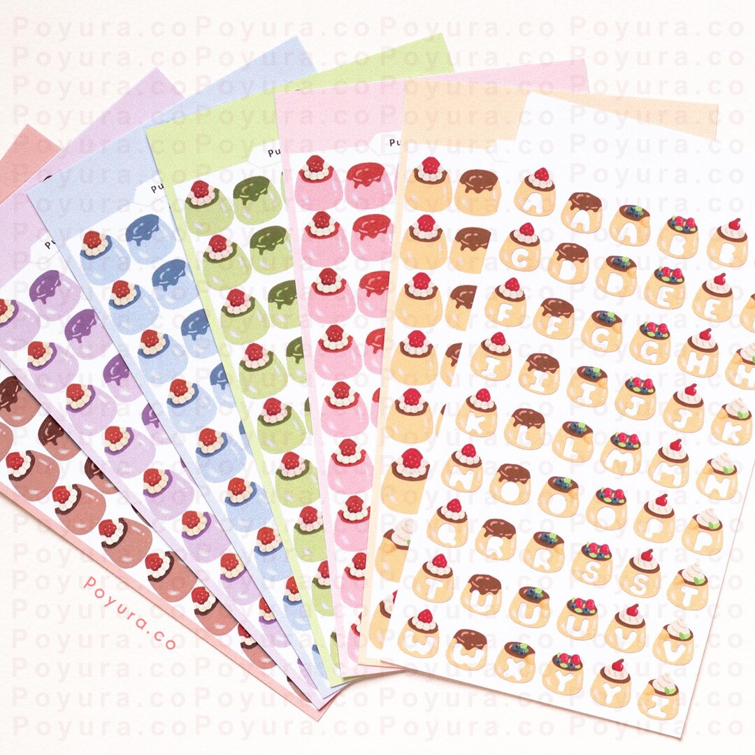Pudding Letter Sticker Sheet Cute Chocolate Matcha Cafe Food Alphabet ...