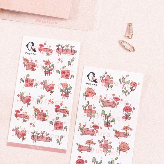 Flower Bandaid Sticker Sheet Cute Floral Bandage Sticker - Etsy UK