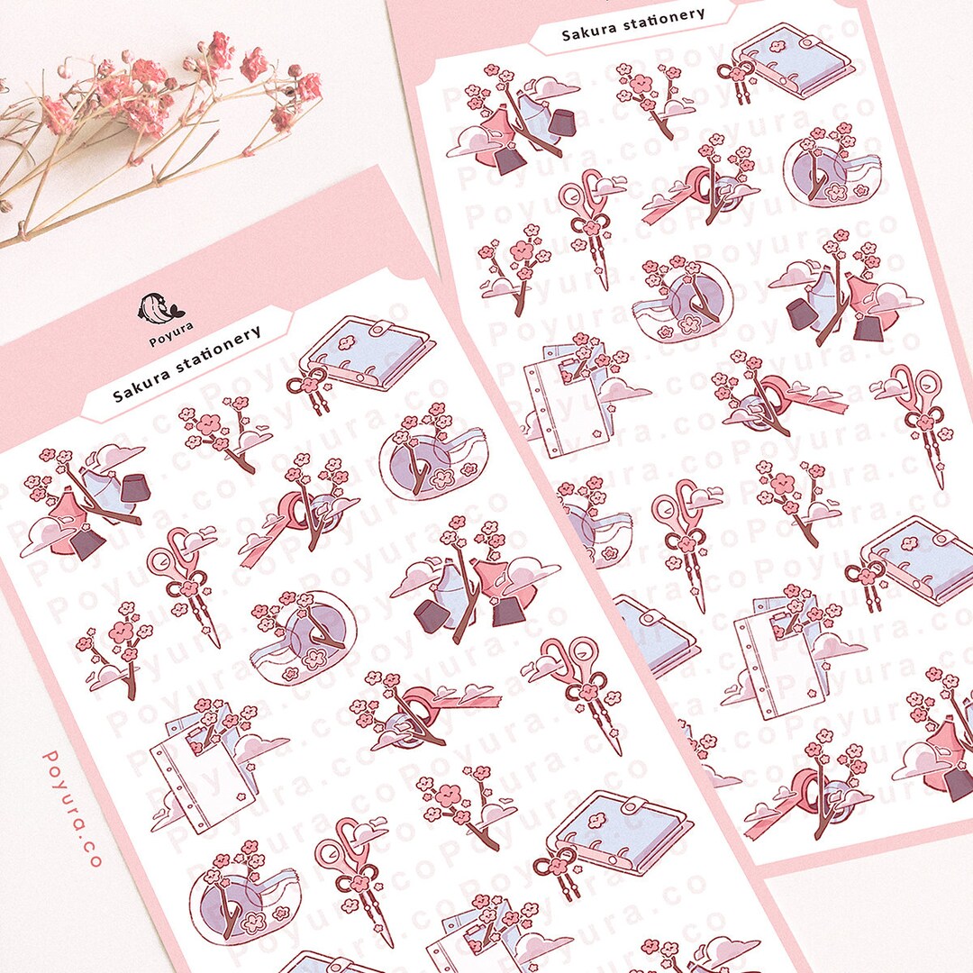 Sakura Stationery Sticker Sheet, Book Study Reading Journal Penpal ...