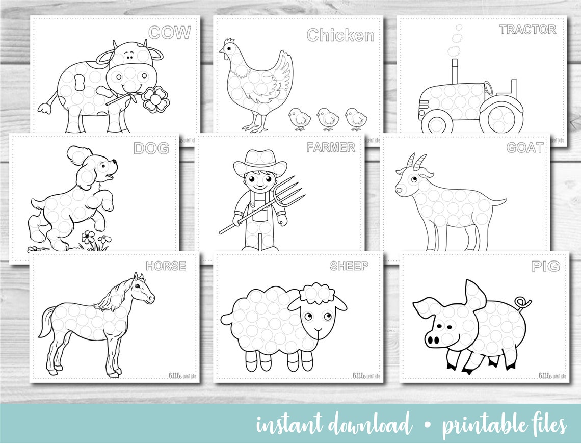 Farm Animals (10 Page) Do A Dot Art Activity Sheets - Etsy