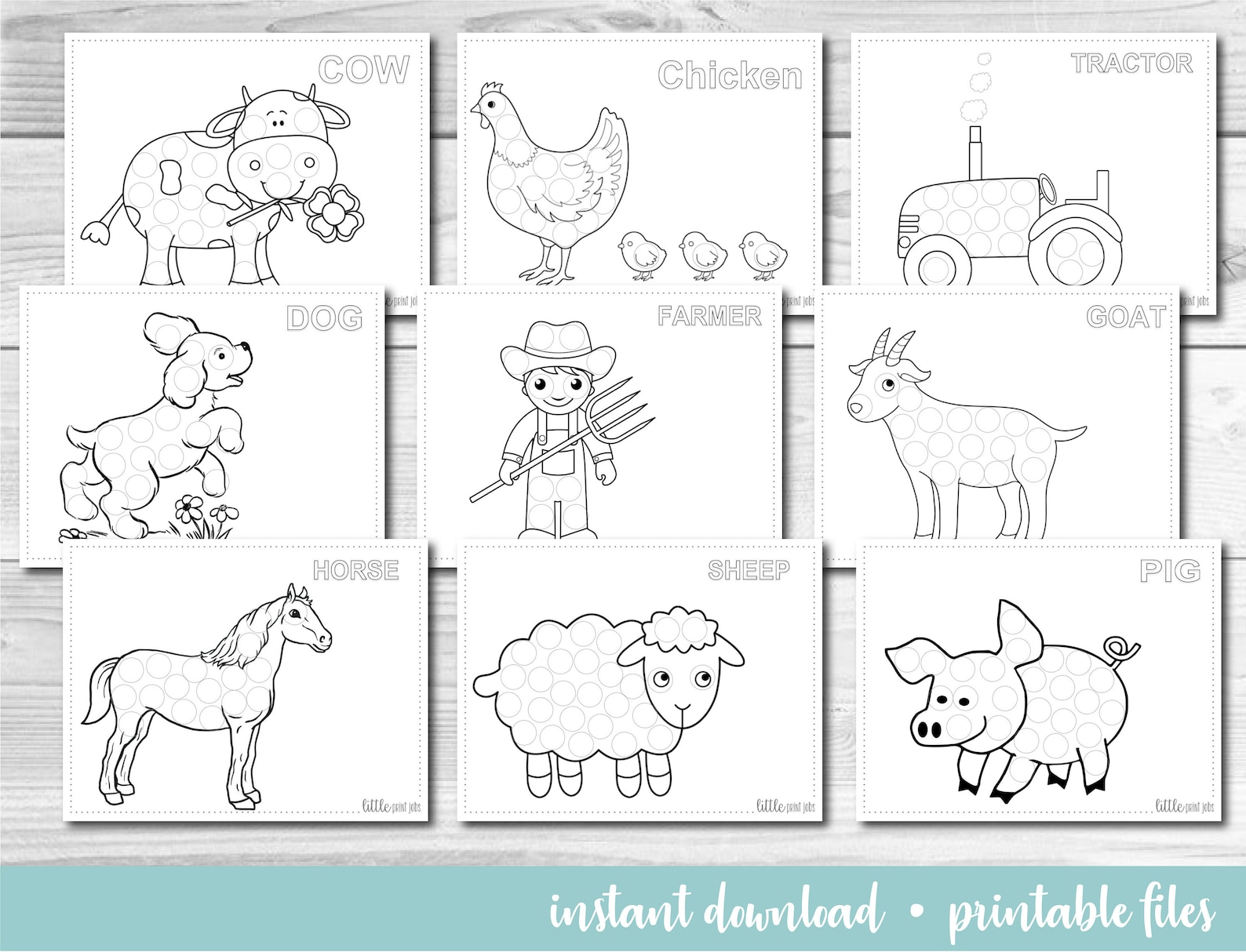 Farm Animals (10 Page) Do A Dot Art Activity Sheets - Etsy