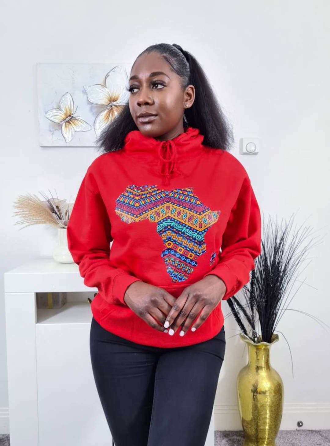 African Map Hoodie, African Map Sweatshirt, Unisex Casual Clothing ...