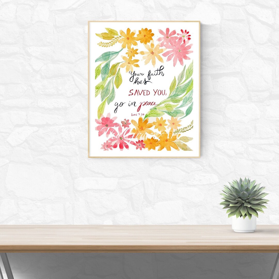 Watercolor Bible Verse Print: Floral Christian Wall Art (digital ...