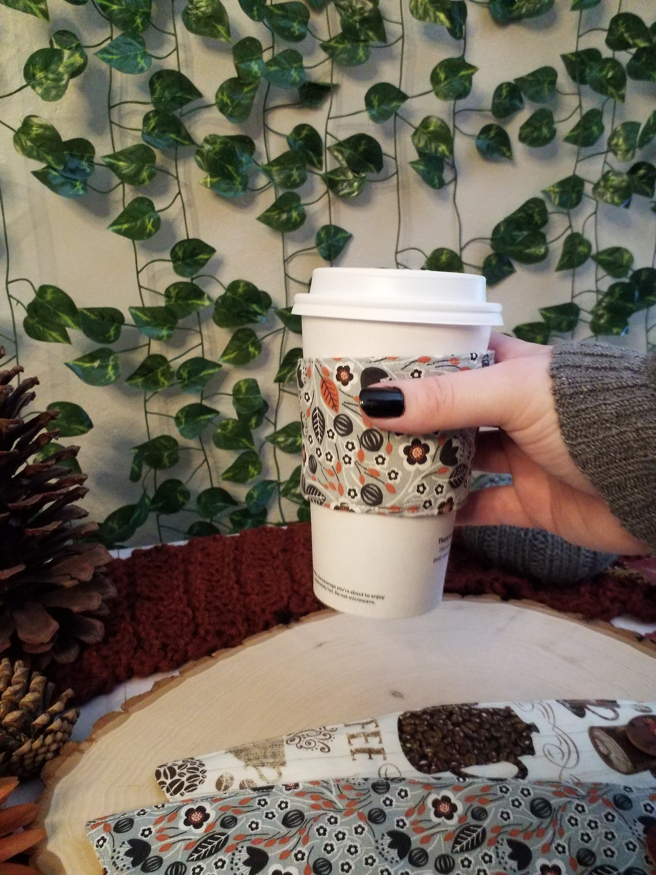 Coffee Cup Cozy | Cup Cozy | Fall Cup Cozy | Fabric Cup Cozy | Fabric ...